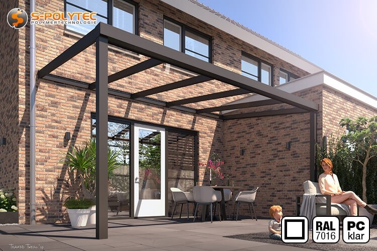 Terrace roof anthracite (clear polycarbonate)